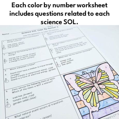 5th Grade Science SOL Review Worksheets: Color by Number - Vestal's ...