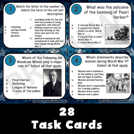 Virginia Studies: WWI & WWII Task Cards - Vestal's 21st Century Classroom